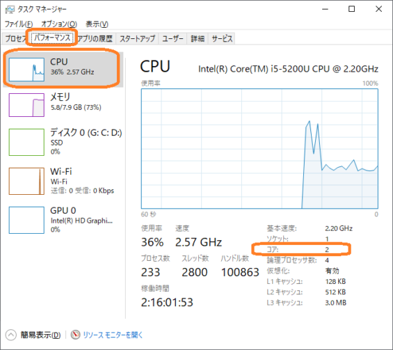 [Windows] CPUのコア数を確認する | ぱそまき